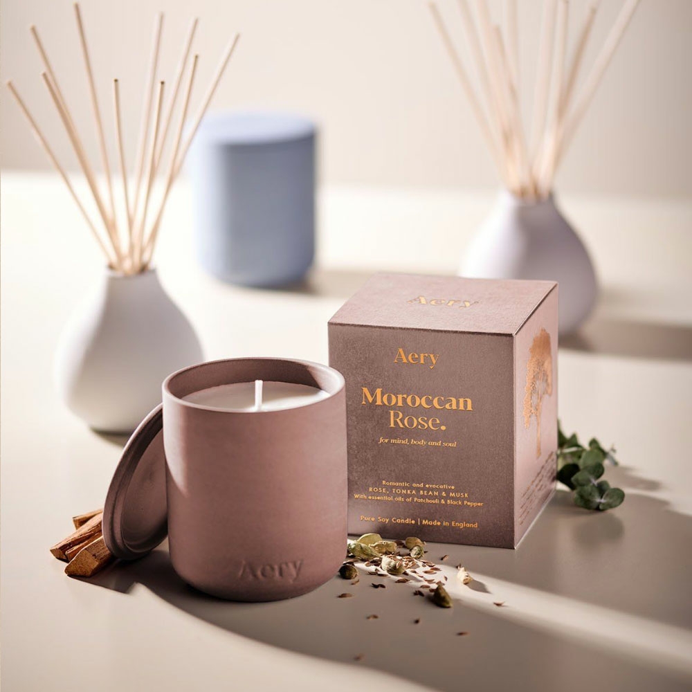 Aery Living Moroccan Rose Scented Candle - Rose Tonka & Musk - Beetham Nurseries