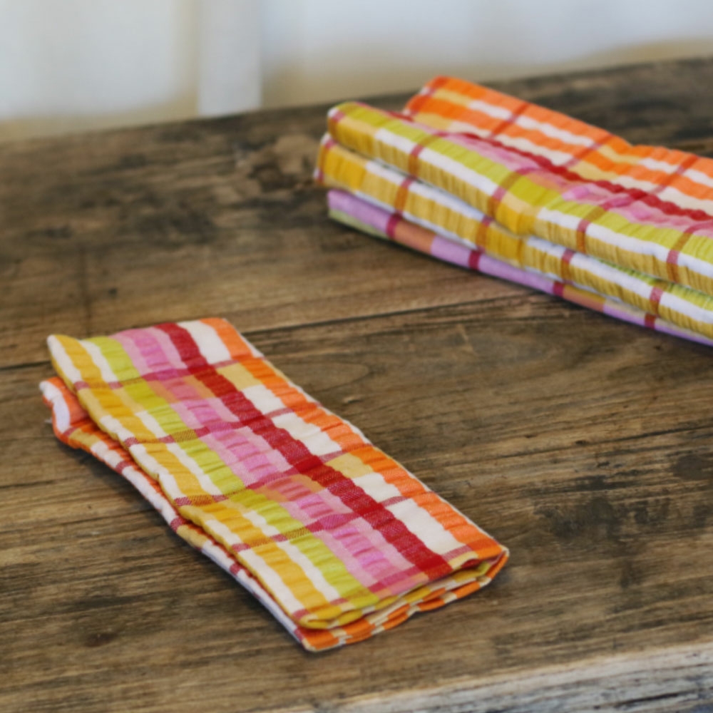 Apricot Seersucker Pack of 4 Table Napkins - Beetham Nurseries