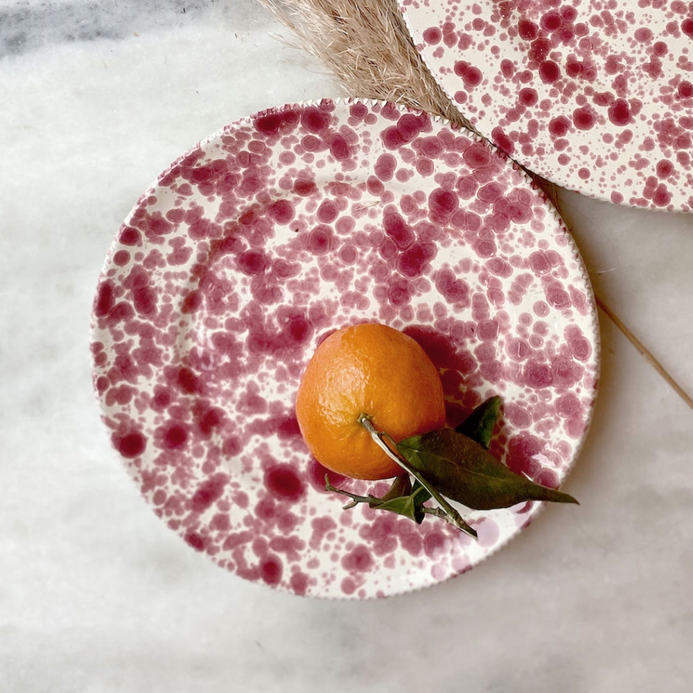 Cranberry Paint Splatter Side Plate - Beetham Nurseries