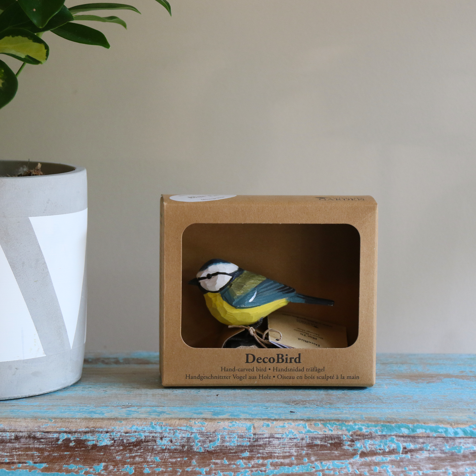 DecoBird Hand-carved Decorative Blue Tit - Beetham Nurseries
