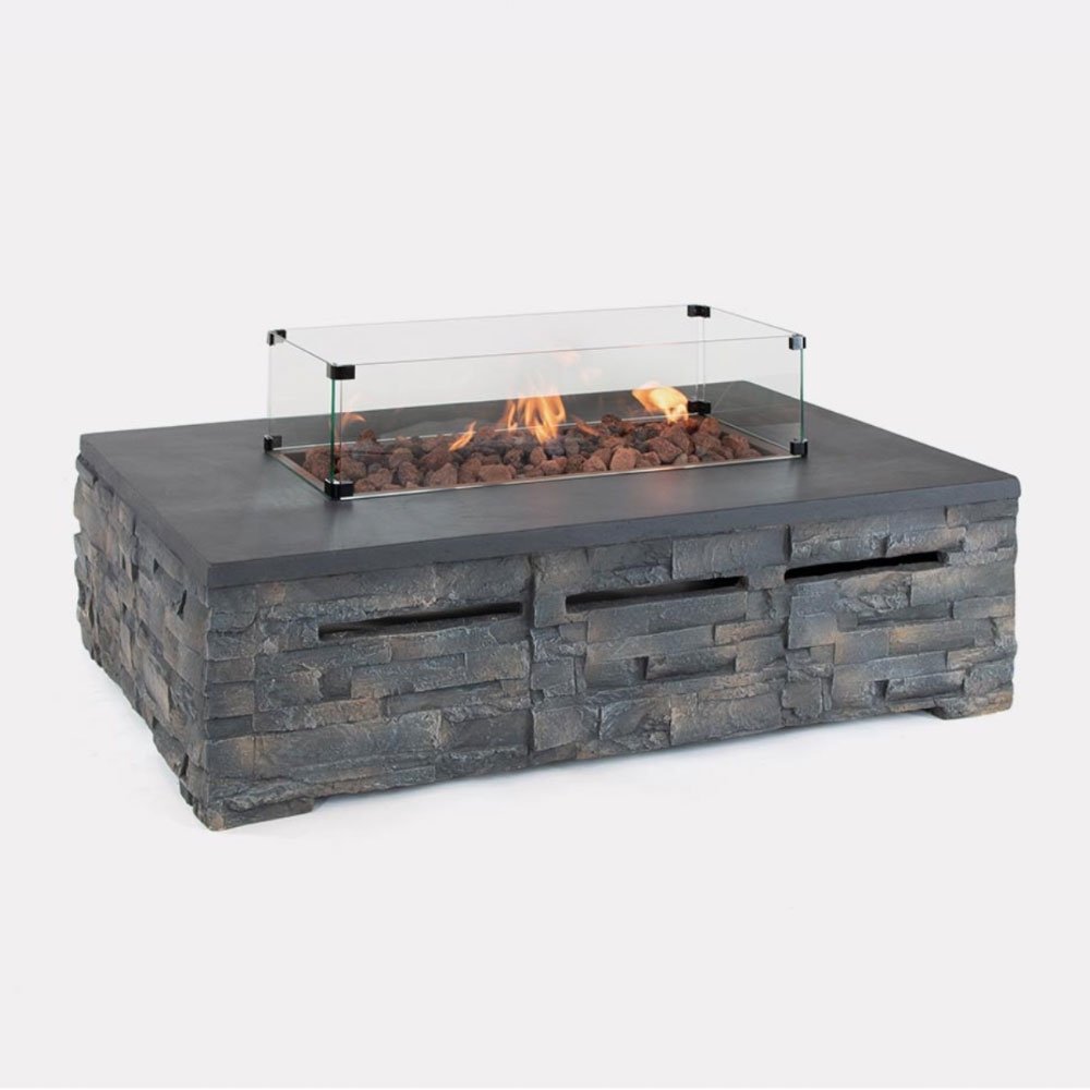 Kettler Kalos Square Stone Coffee Table Fire Pit 132 x 85cm - Beetham ...