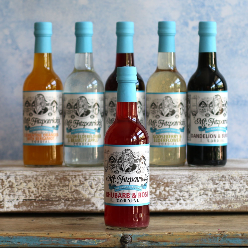 Mr Fitzpatrick's No Added Sugar Rhubarb & Rose Cordial - Beetham Nurseries