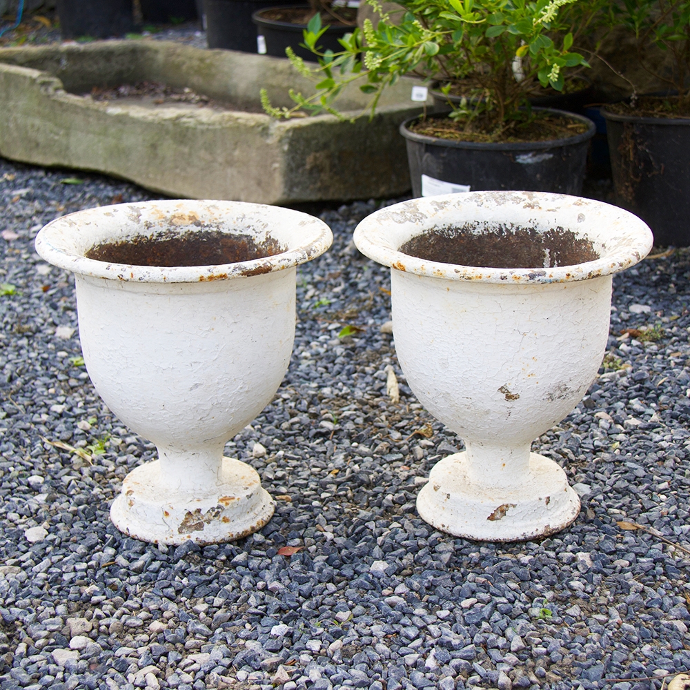 Pair of French Small White Urns - Beetham Nurseries